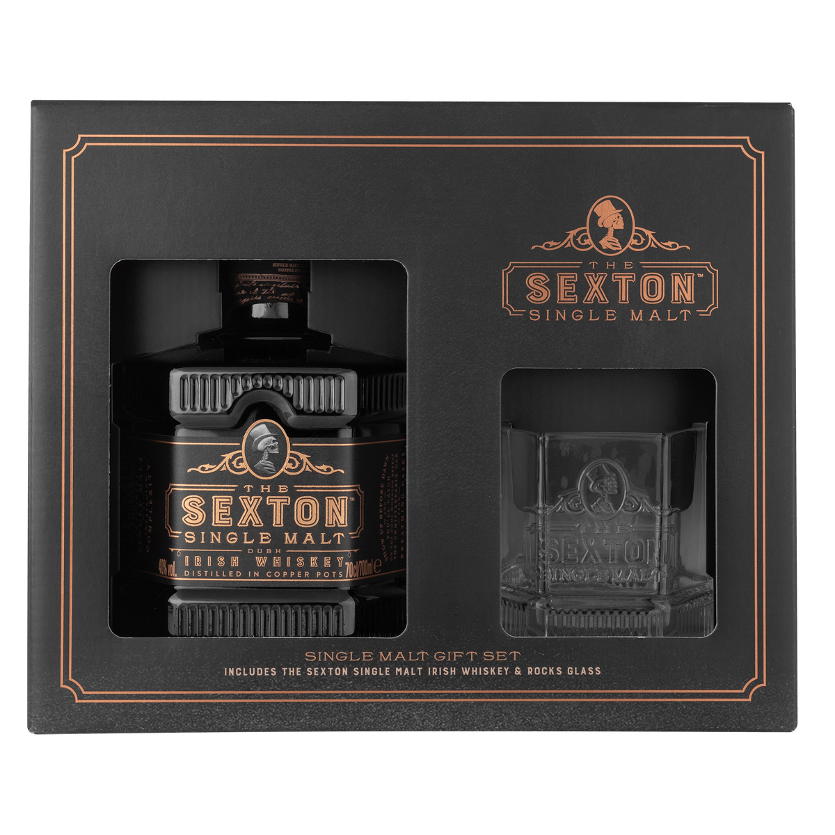 The Sexton Single Malt Irish Whiskey 70cl & Tumbler Glass Gift Pack ...